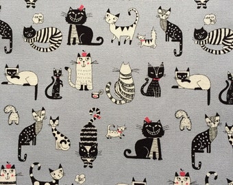 Cat print fabric | Etsy