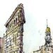 New York sketch Flatiron Building New York City Archival