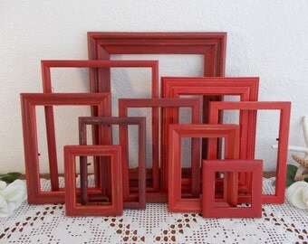 Orange Picture Frame Set Rustic Shabby Chic by ElegantSeashore