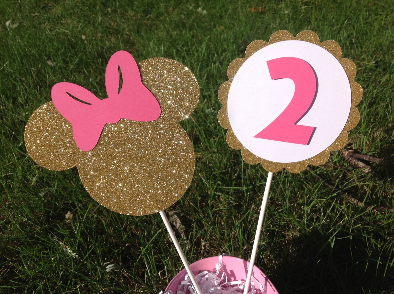 Minnie Mouse Inspired Centerpiece Decoration Stick Set 2