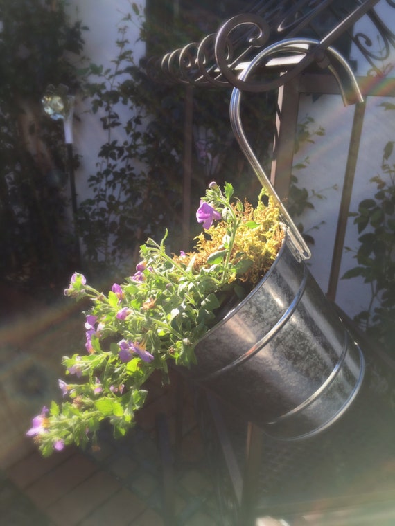 3 Galvanized planter pots galvanized flower pots galvanized