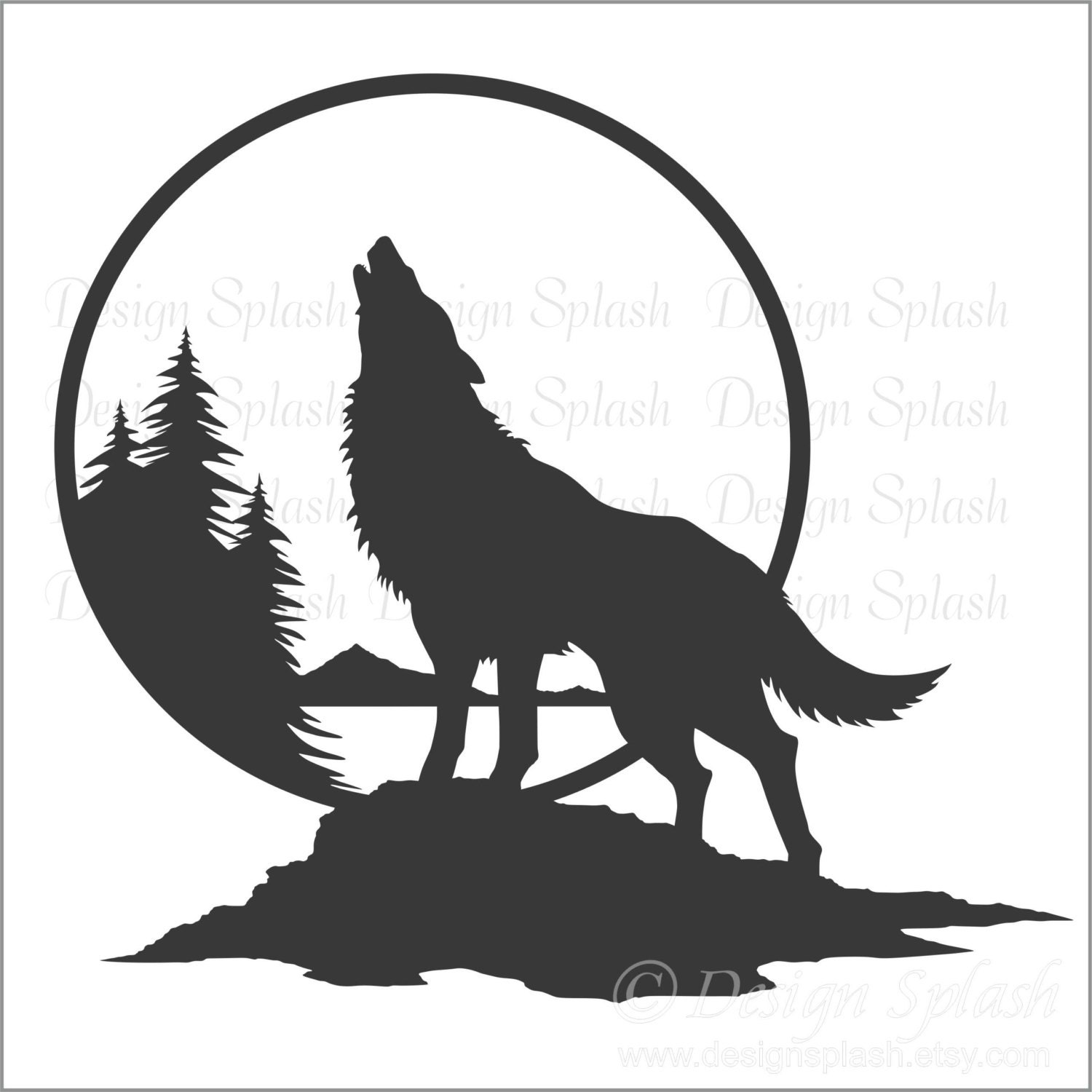 Wolf Wall Decal Wolf Howling at the Moon Art Home Wall