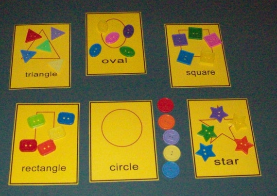 Buttons Shape Sorting Game literacy bag center preschool