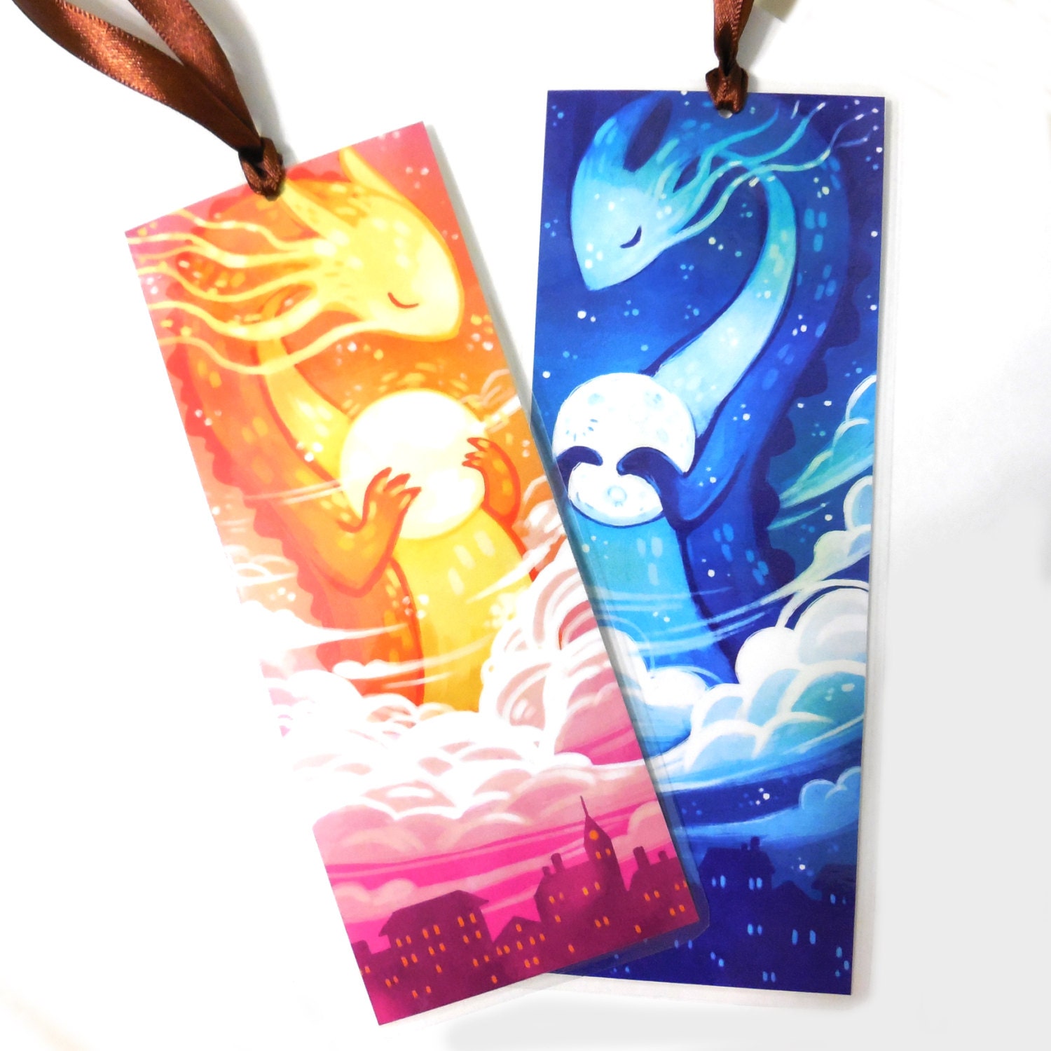 Sun & Moon Dragon Bookmarks Illustrated bookmark unique
