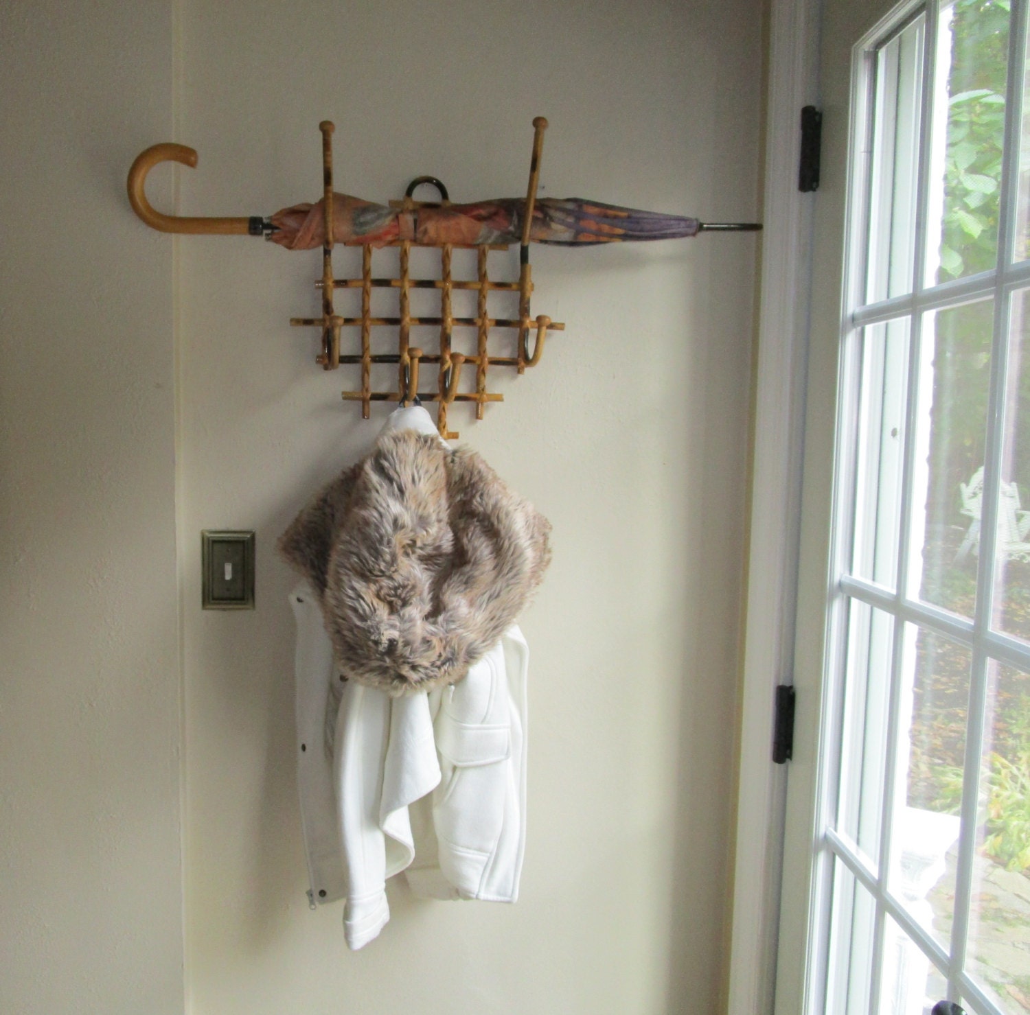 Vintage Rattan Hat Rack – Hooks – Wall Rack – Coat Rack – Haute Juice