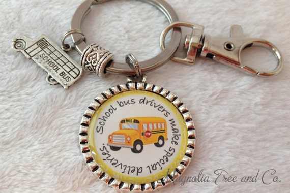 Personalized School BUS DRIVER Key Chain Gift Key Ring