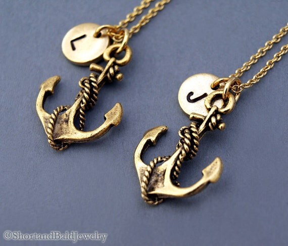 Anchor with rope necklace Anchor charm by ShortandBaldJewelry