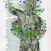 Anatomy Print of Body full with Flowers Botanic illustration