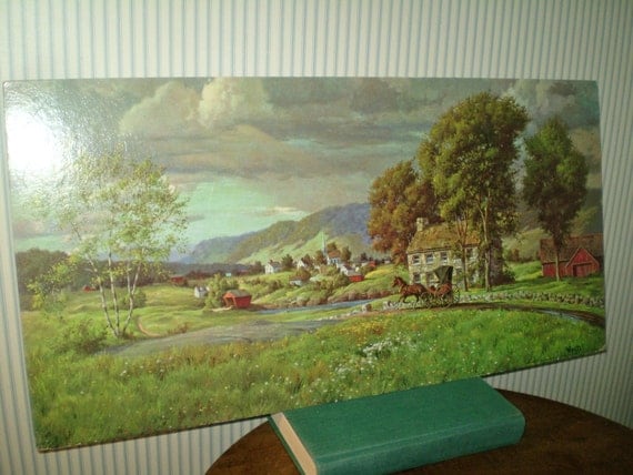 Vintage lithograph: Peaceful Village by Westal 12 x