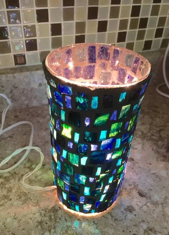 Glass Accent Lights Stained Glass Globe By Mosaicsofglass On Etsy