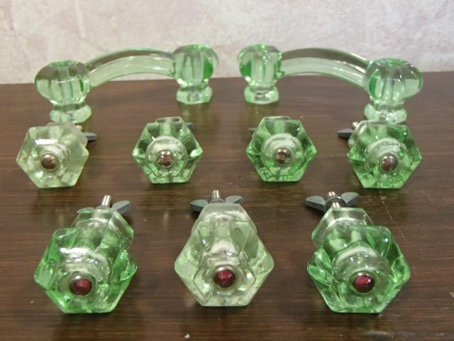 Set Of Glass Knobs And Drawer Pulls Cabinets Drawers Crafting 9 Pieces Total Haute Juice