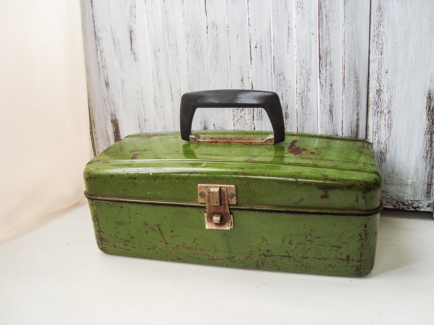 Vintage Green Rustic Tackle Box, Union Tackle Box, Distressed Fishing ...
