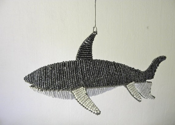 African Beaded Wire Animal SHARK Great White