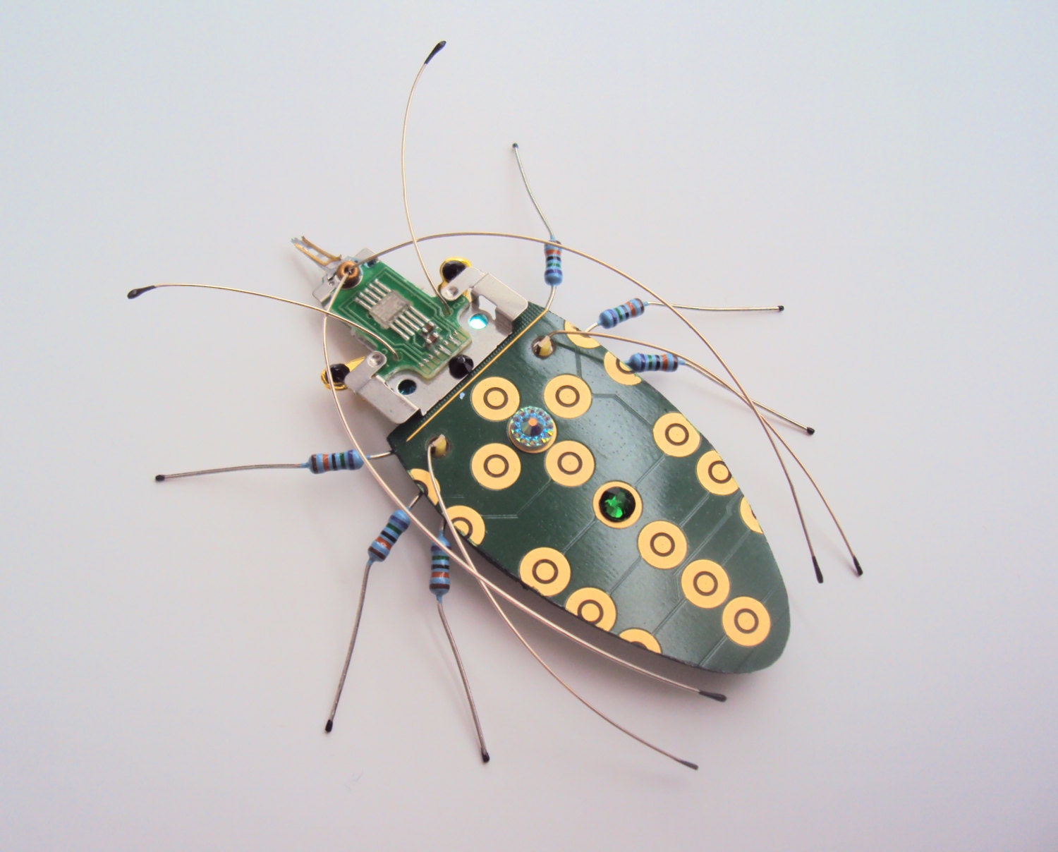 Jewelled Cockroach Circuit Board Insect by Julie Alice