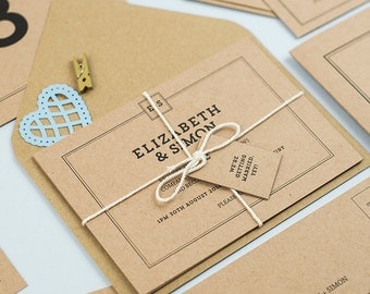 Kraft wedding invite | Etsy
