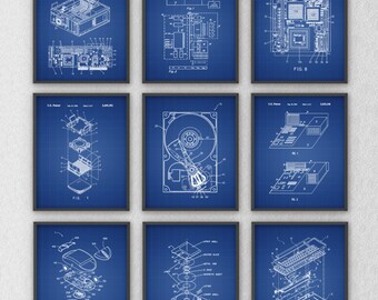 Computer Geek Wall Art Poster Set of 4 No.1 Computer Room