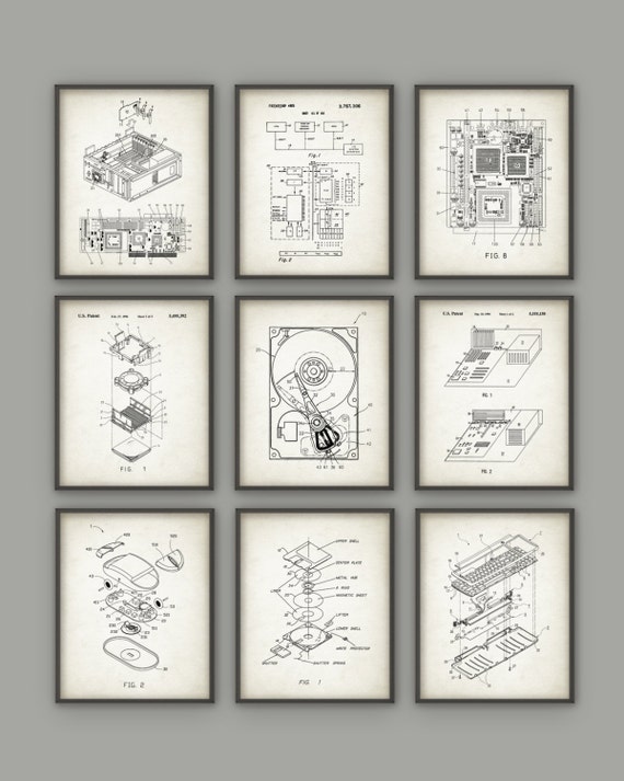 Ultimate Computer Patent Wall Art Poster Set of 9 by QuantumPrints