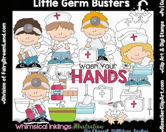 Pretty Hannah Digital Clip Art & Black and by ResellerClipArt