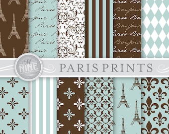 PARIS Digital Paper: Paris Theme Patterns Pattern Prints