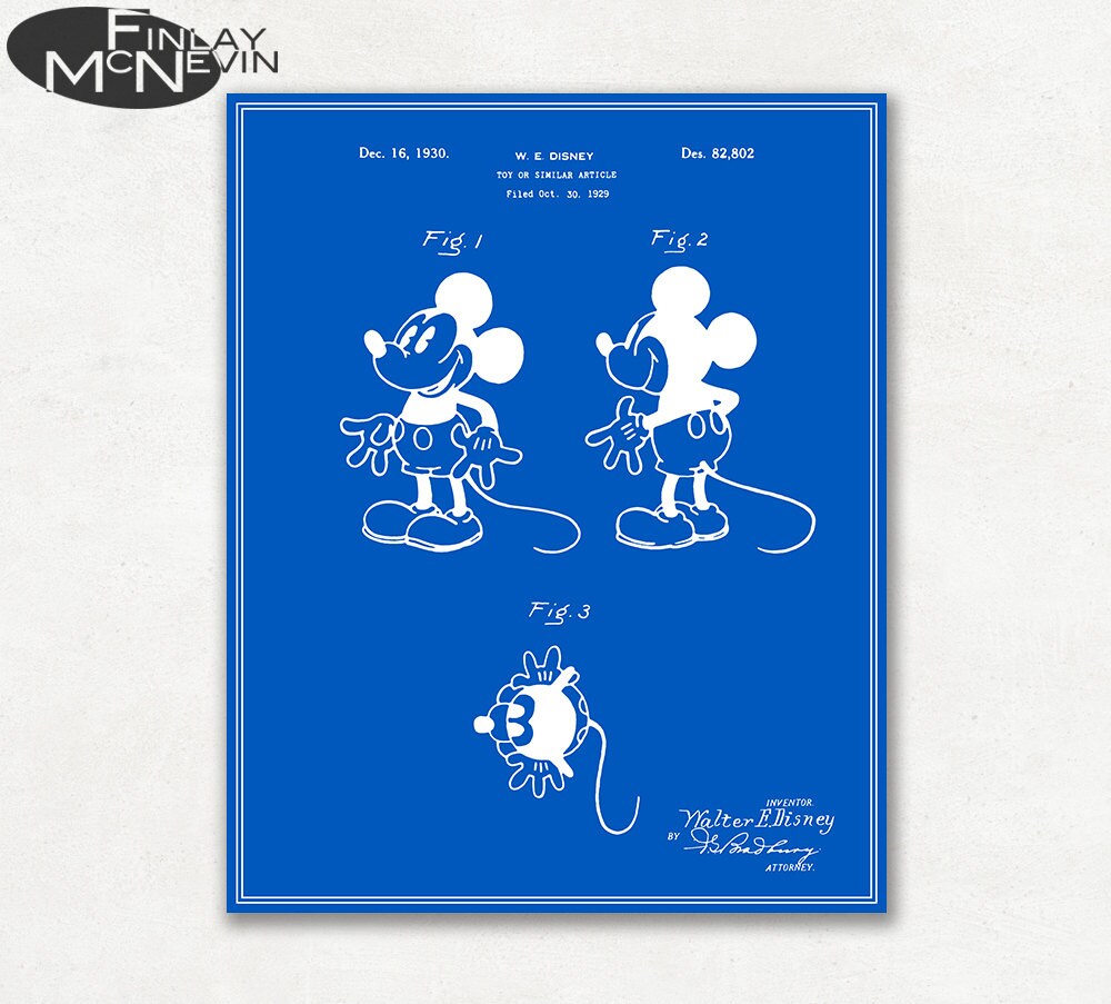 MICKEY MOUSE Patent Vintage Fine Art Print Poster by FinlayMcNevin