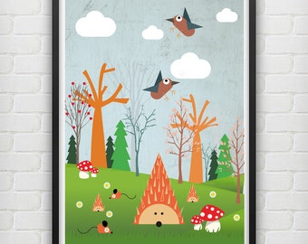 Hedgehog poster | Etsy