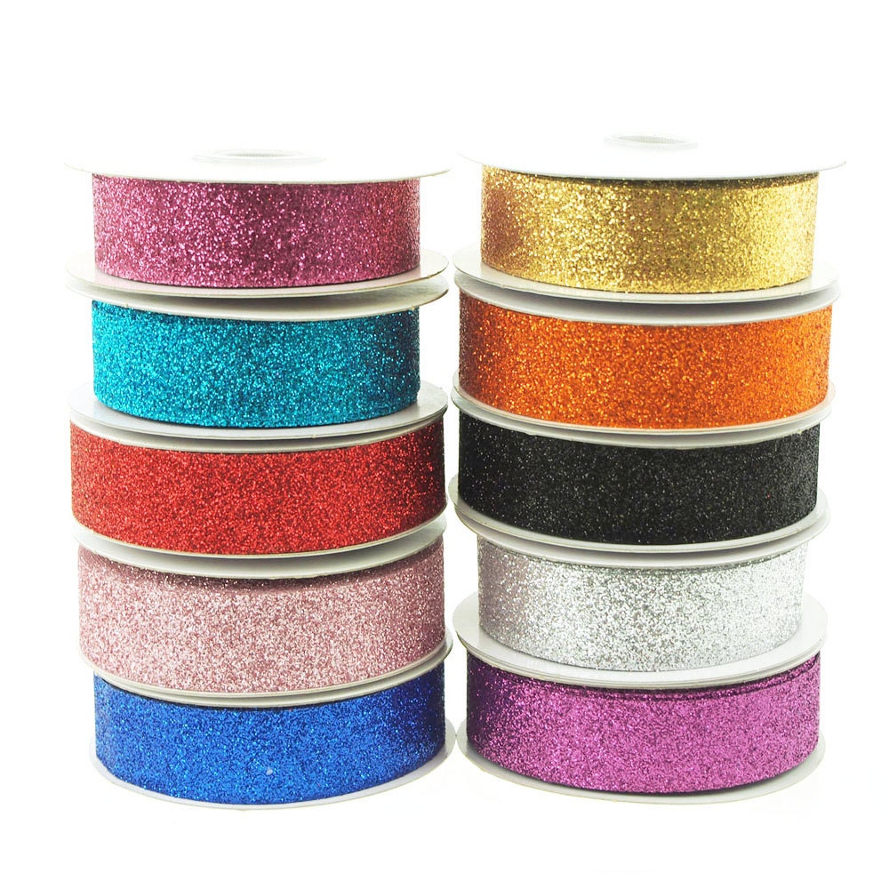 Nylon Metallic Glitter Ribbon 7/8-inch 25-yard