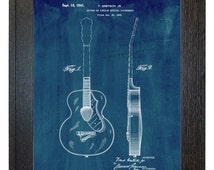 Framed Patent Art - Guitar WITH Real Rustic Wood Frame - Framed Patent ...