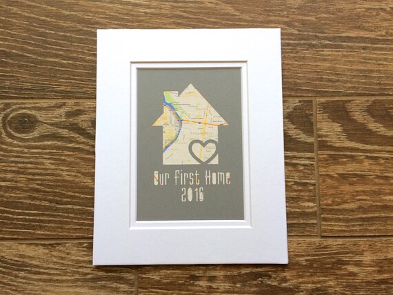 Our First Home Personalized Home Map Matted Gift First Home