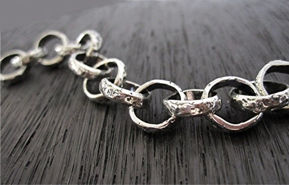 Textured Artisan Sterling Silver Rolo Link Chain multiple