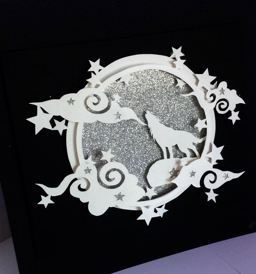 Papercutting Template Silver Wolf Cut your own 2 layered