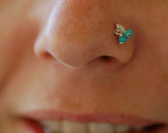 White Freshwater Pearl Nose Stud Sterling Silver nose earring