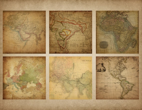 Antique Maps Digital Paper Vintage Maps World Map Scrapbook