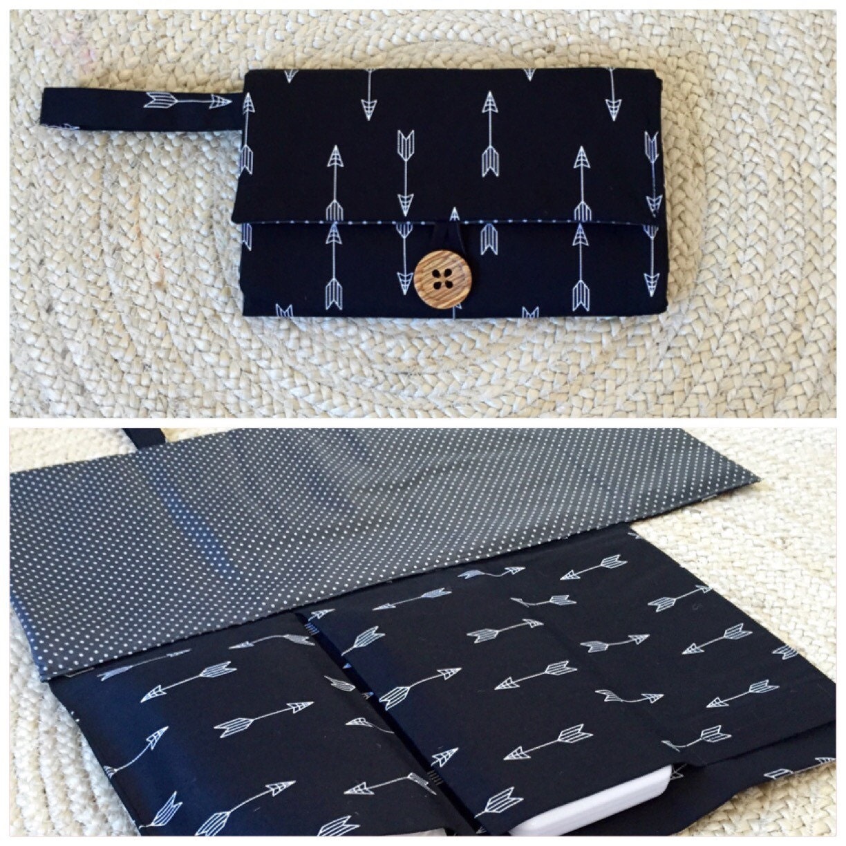 Nappy Wallet / Diaper Clutch with built-in waterproof Change