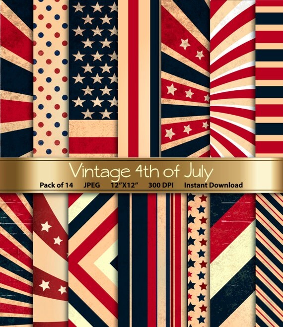 Patriotic USA Digital Paper: Fourth of July America by GoneDigital