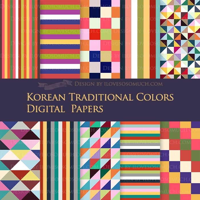Korean Traditional Colors Digital Paper Pack Instant