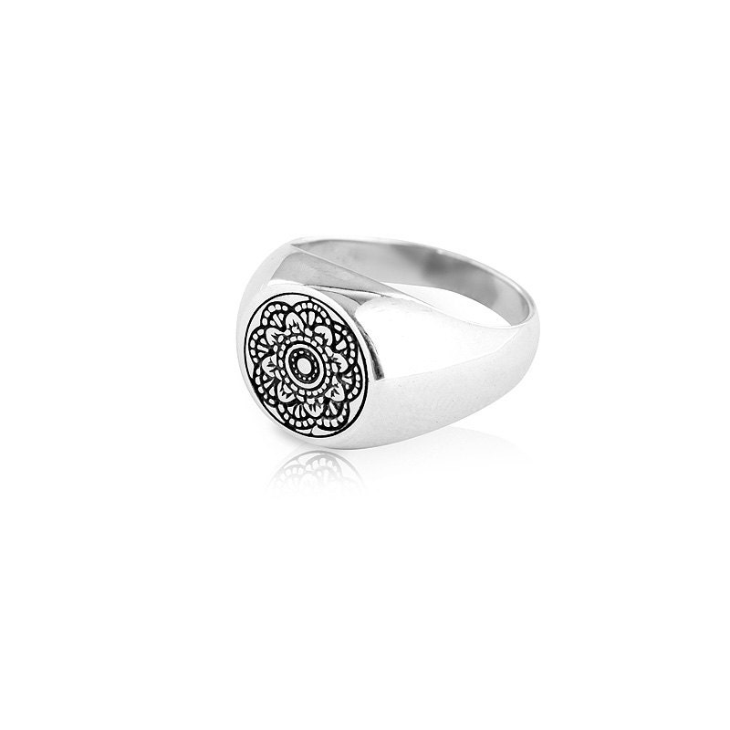 silver mandala ring silver signet ring silver ring gypsy