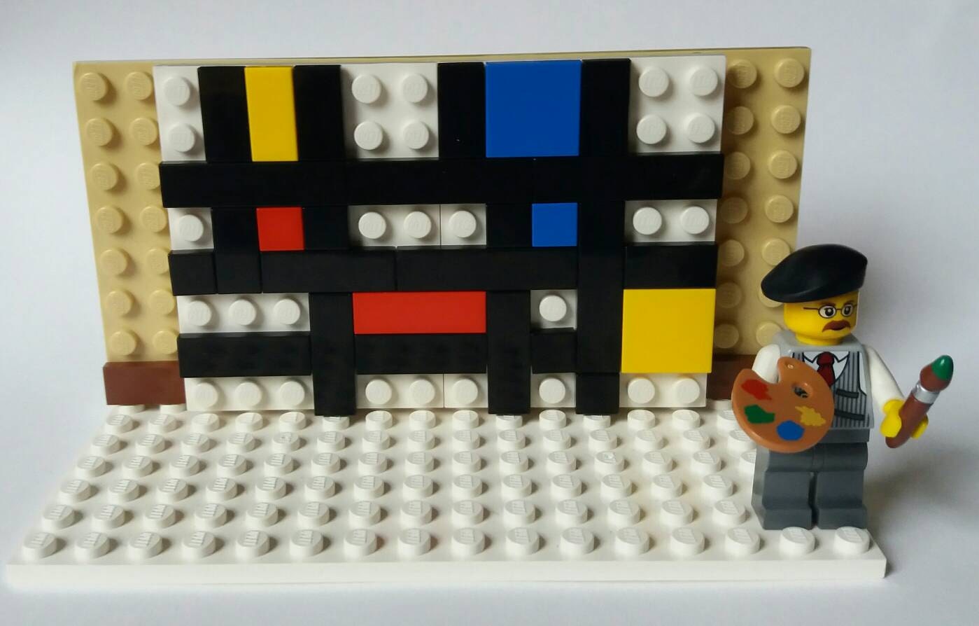 Custom Lego Piet Mondrian Gallery with Minifigure