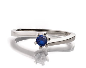 Saffier ring 14k gouden ring Geel goud Trouwring