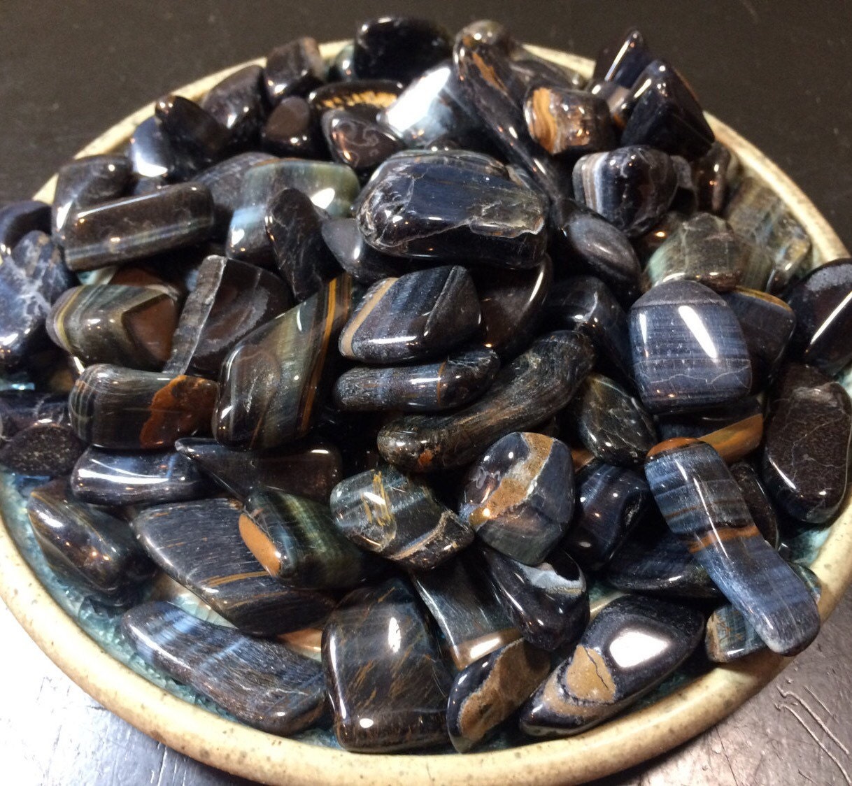 Blue Tigers Eye Crystal Hawk Eye tumbled gemstone healing