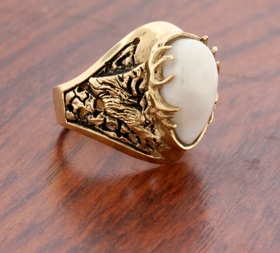 Elk Ivory Ring 14K Gold Silver Elk Tooth Ring Elk Ivory