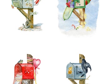 Watercolor mailboxes | Etsy