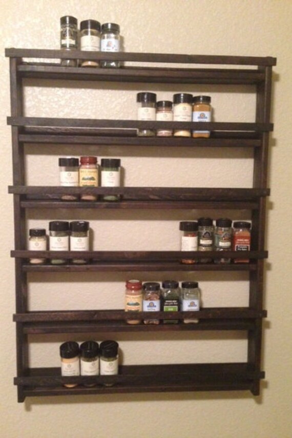 Large Rustic Wood Spice Rack by TheRustyGarage on Etsy