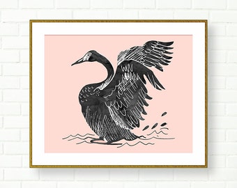 Swan print | Etsy