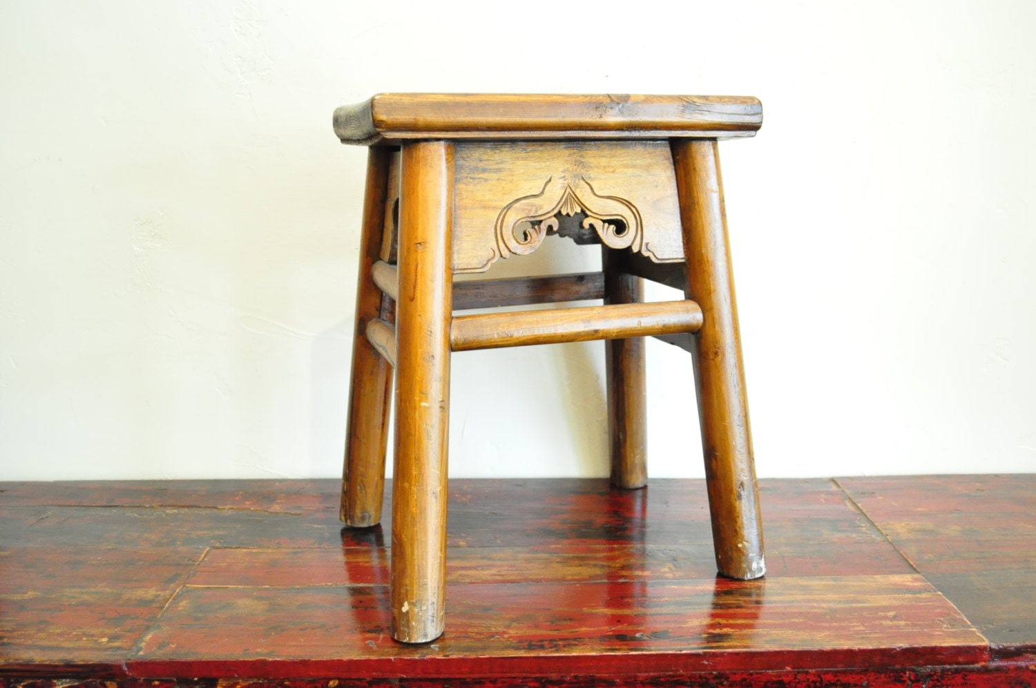 Antique Chinese Rectangular Stool, Wooden Stool, Rustic Stool – Haute Juice