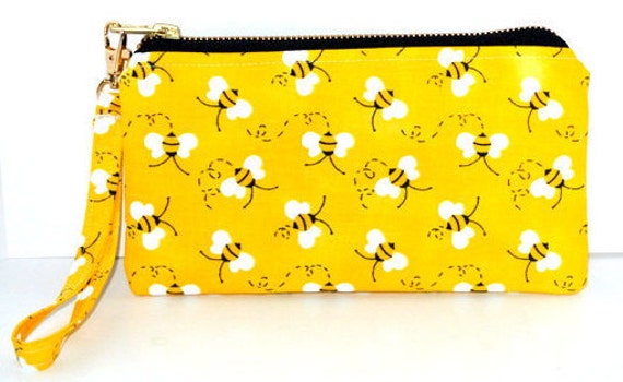 Bumble Bee Wrislet Cell Phone Wallet Small Purse by LilleeBee