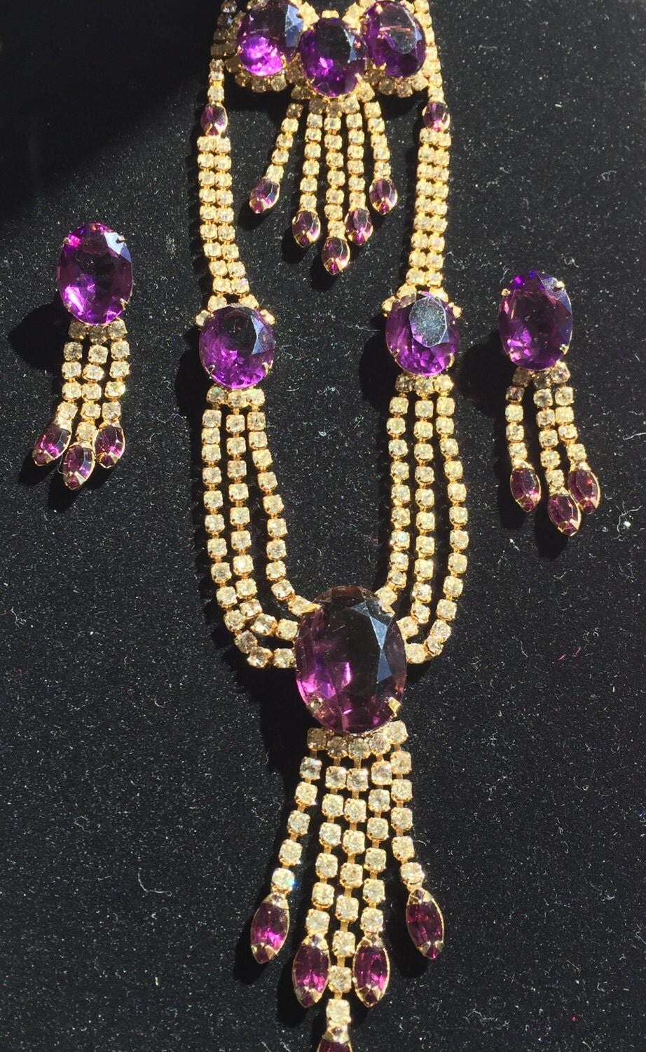 Hobe Rhinestone Necklace set Hobe purple gold demi Hobe