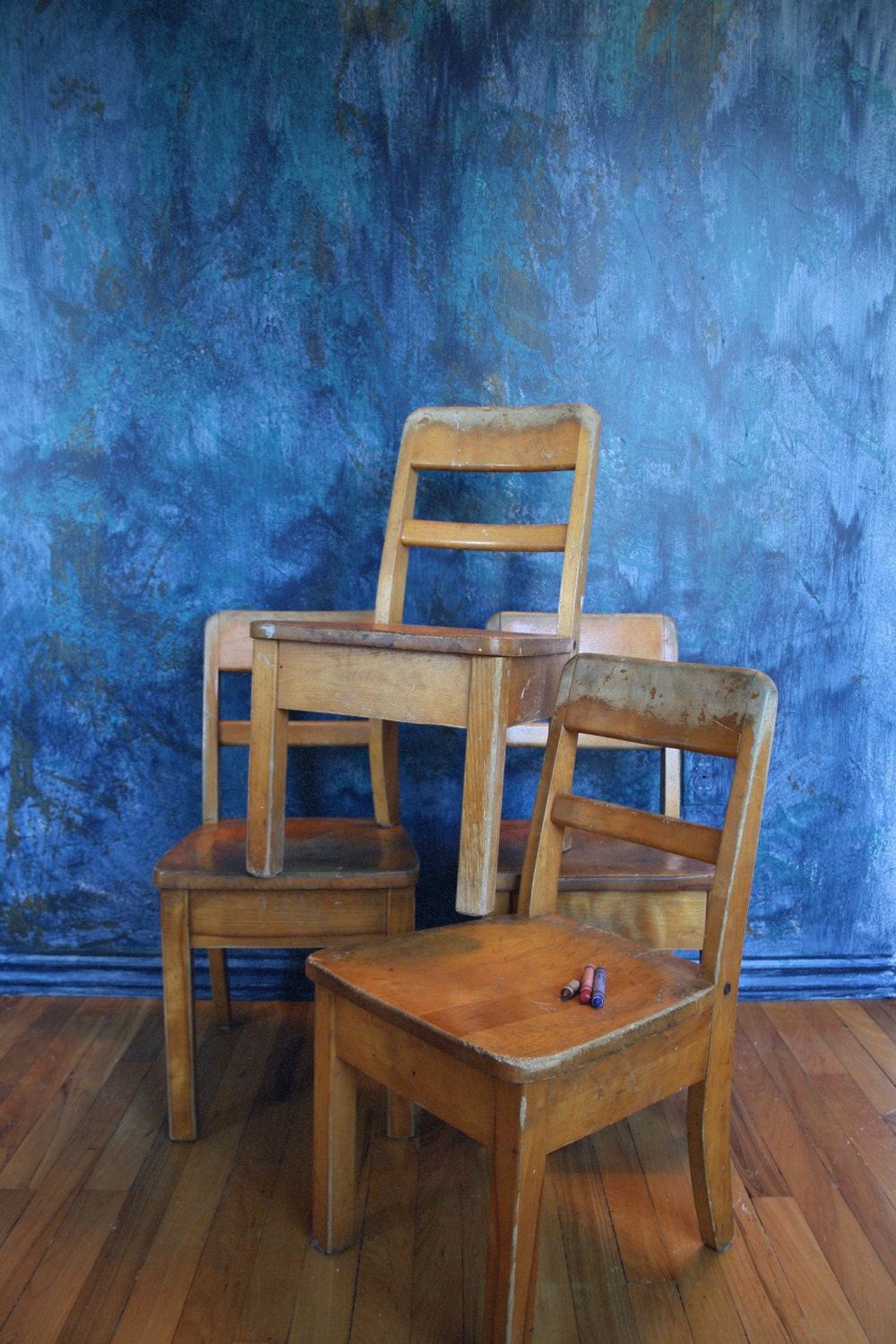 Vintage Wood School Chair – Small – Preschool – Toddler Chair – Slat ...