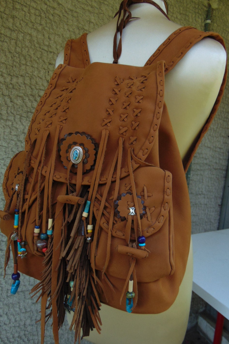 Native American Bag.Boho leather bag.Handmade by stellasilverhorse