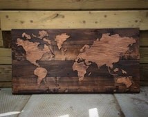 Unique wooden world map related items | Etsy