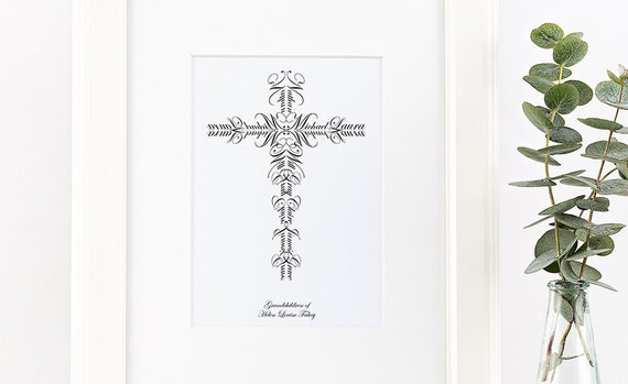 Personalized FAMILY Name Cross print 8x10 by NameCrosses on Etsy